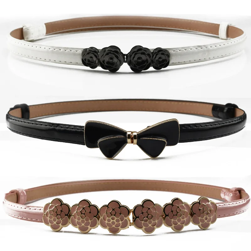 Fashion Women Fine Belts Adjustable Design PU Leather Strap Candy ...