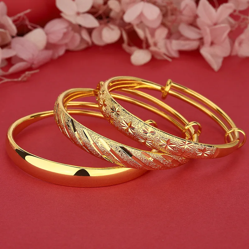24K Gold Women's Wide Bangle | AU999 Pure Gold, sleek glossy design ...