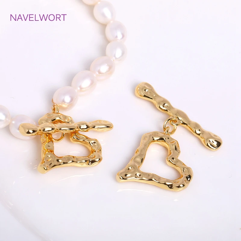 18K Gold Plated Heart Toggle Clasp,Brass Metal Heart OT Clasp For Bracelet Necklace DIY Jewelry ...