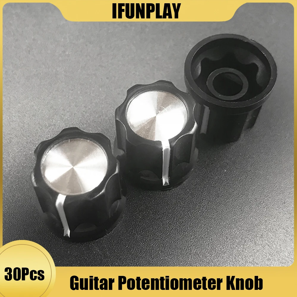 30pcs Plastic Aluminum Electric Guitar Bass Potentiometer Knob Caps for ...