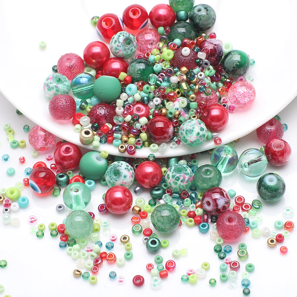 40g Mixed Color 2-3mm Seedbead 8mm Crystal Glass Round Loose Spacer ...