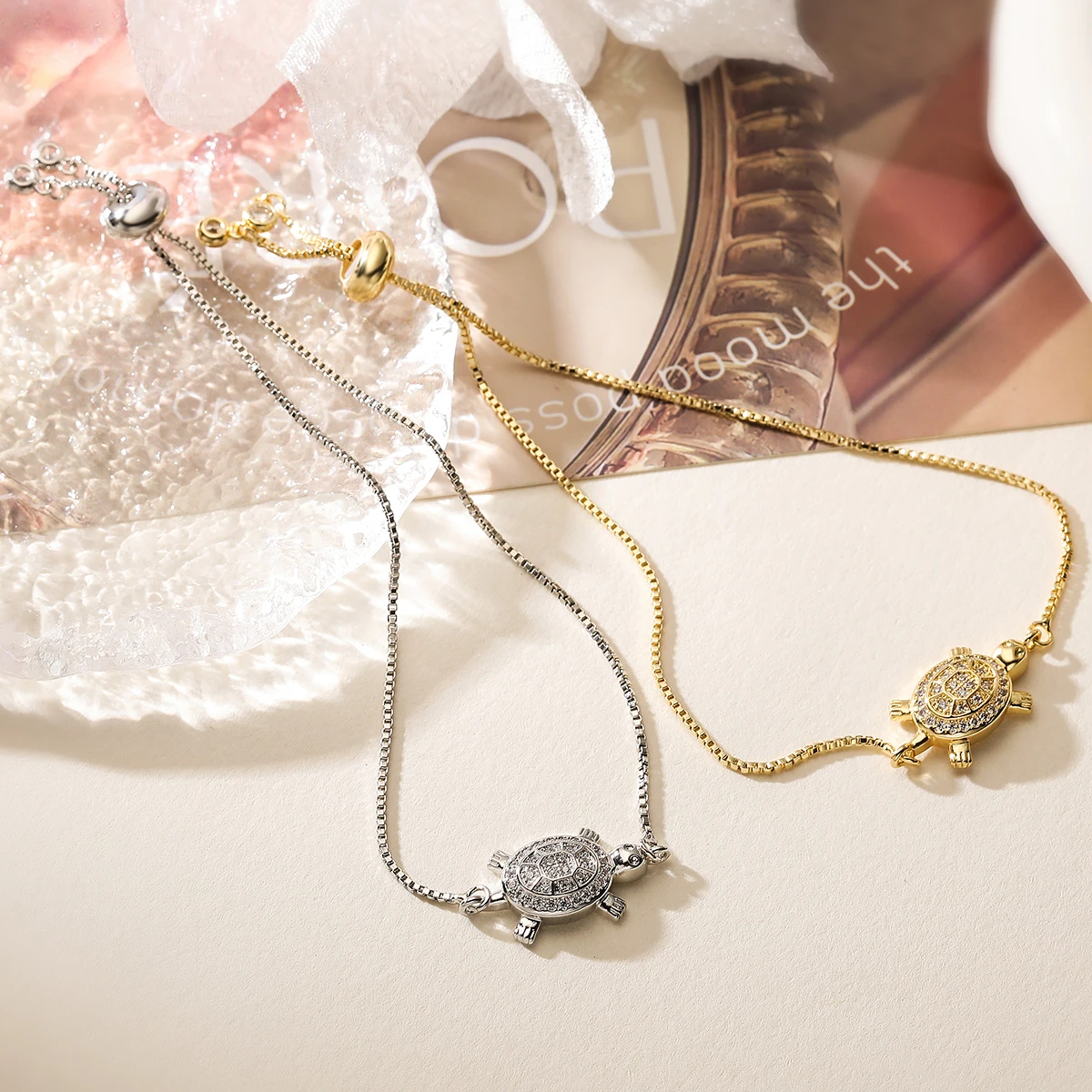 Pulseras-con-dijes-de-tortuga-para-mujer-y-ni-a-joyer-a-brillante-AAA ...