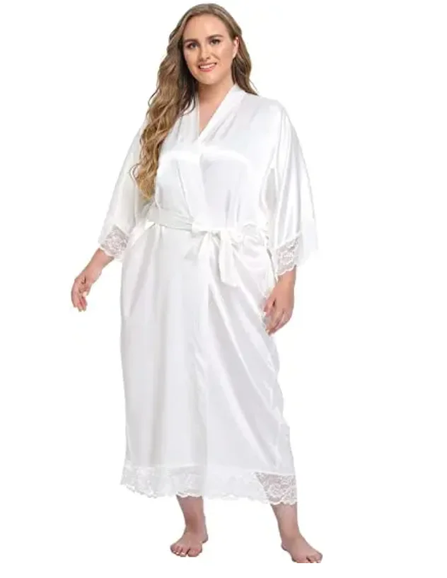 Bride Robe with Lace Sleeves White Boudoir Lace Bridal Robe Long ...