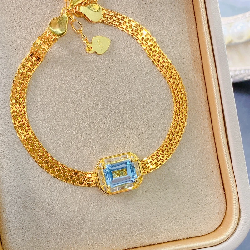 New Natural Topaz Women's Bracelet 925 Sterling Silver Unique Design ...