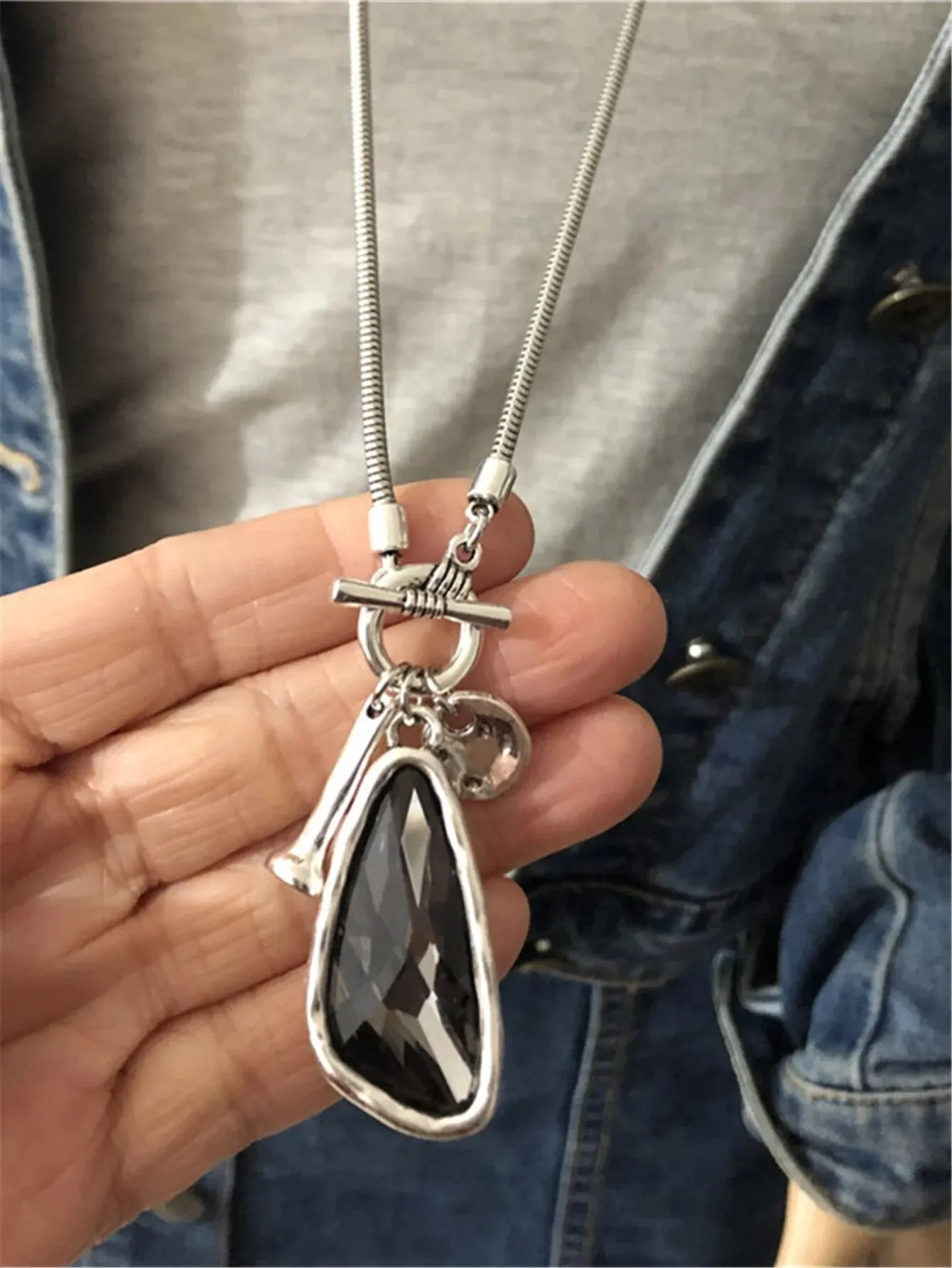 Collar-de-cadena-de-su-ter-de-Talism-n-de-cristal-Irregular-de-gran ...