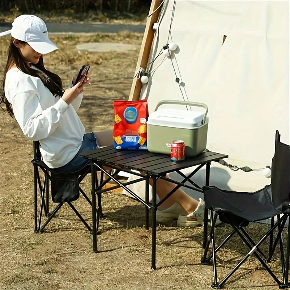Bench Side Table, Small Folding Camping Table with Storage Bag ...
