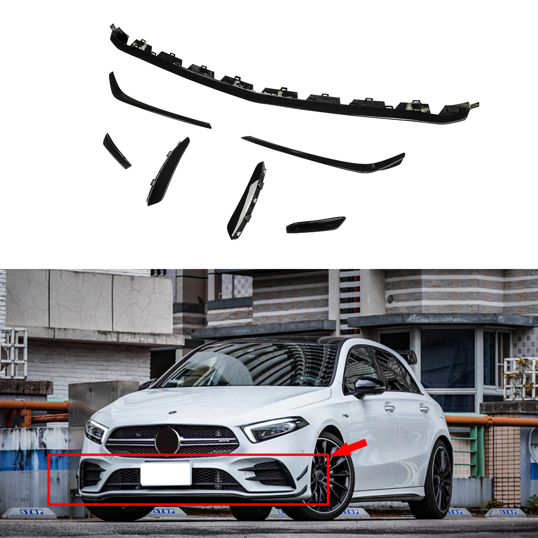 Pair-Front-Lower-Bumper-Lip-Splitter-Canard-Trim-For-Mercedes-benz-A ...
