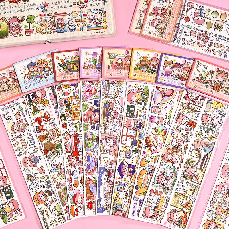 Cute Cartoon Character Ledger Stickers AKI Sauce Lovely Row Tape ...