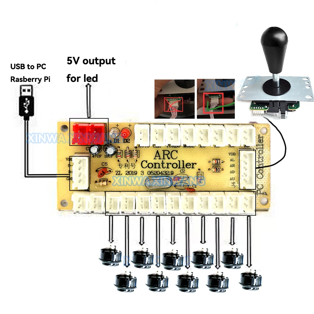 Arcade Joystick Copy SANWA Game Machine Stick Console DIY Kit Push Buttons For PC Raspberry Pi ...