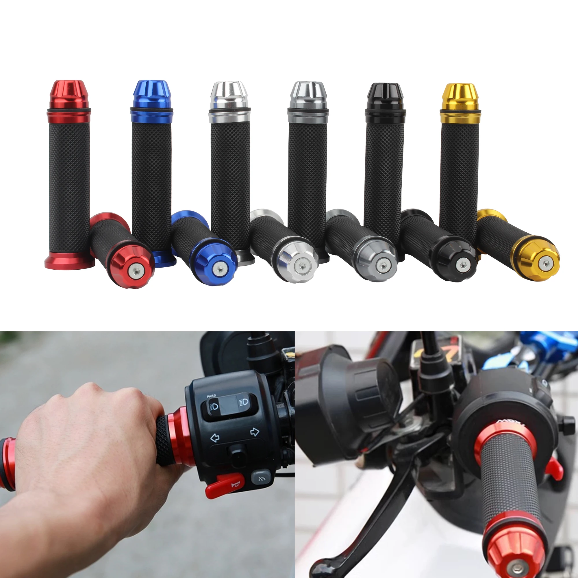 Motorcycle Grips 7/8'' Brake Handle Handlebar Bar Grip Scooter Throttle ...