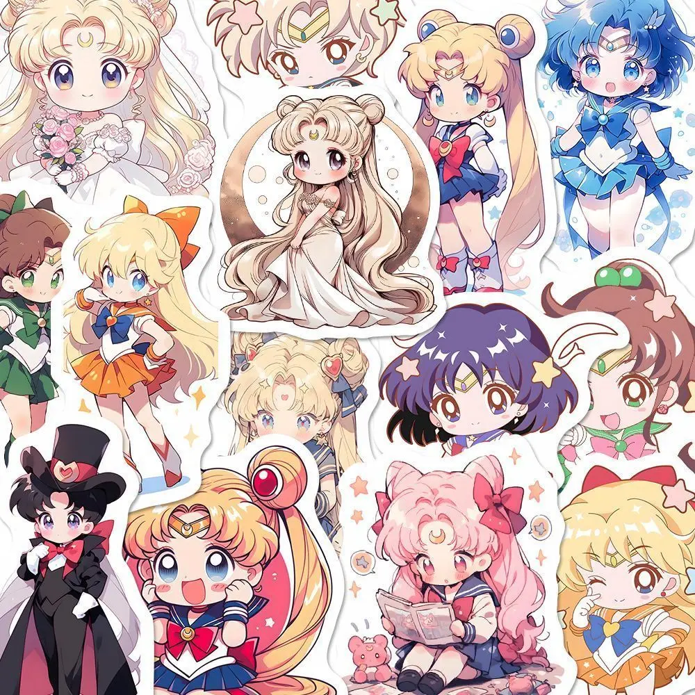 62pcs Q version Sailor Moon Waterproof sticker desktop trunk Water cup ...