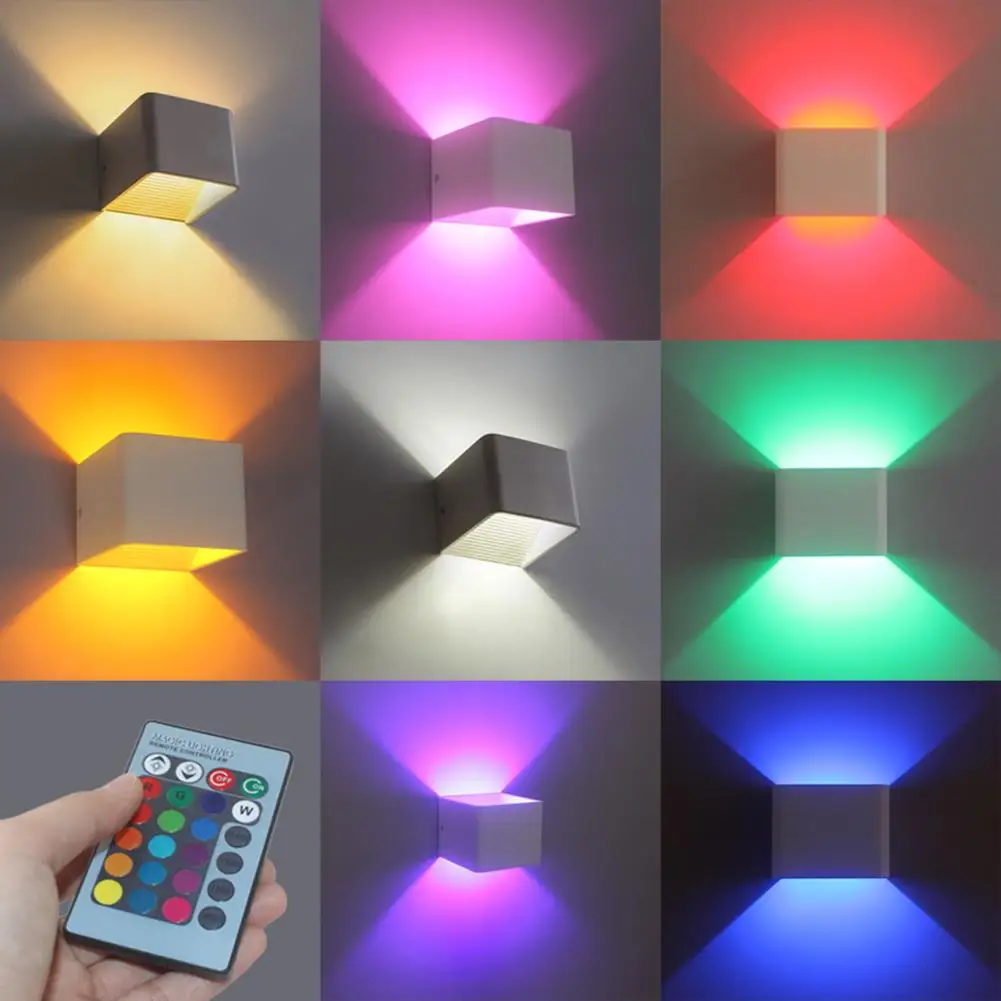 Lámpara de pared Led RGB de 3W para interiores, luces de noche de cubo ...