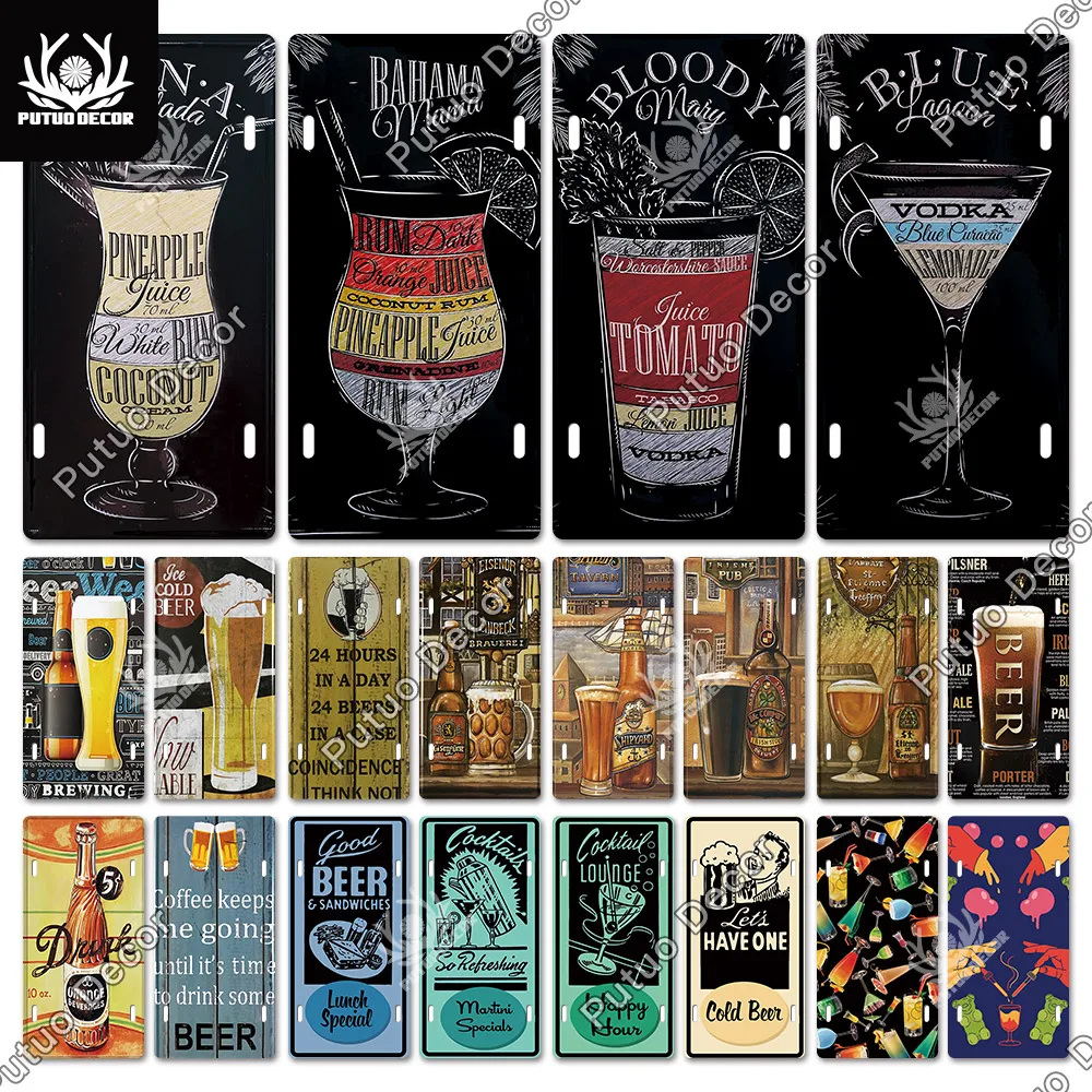 Putuo-Decor-Cocktail-Metal-Sign-Licenses-Plate-Plaque-Metal-Vintage-Tin ...