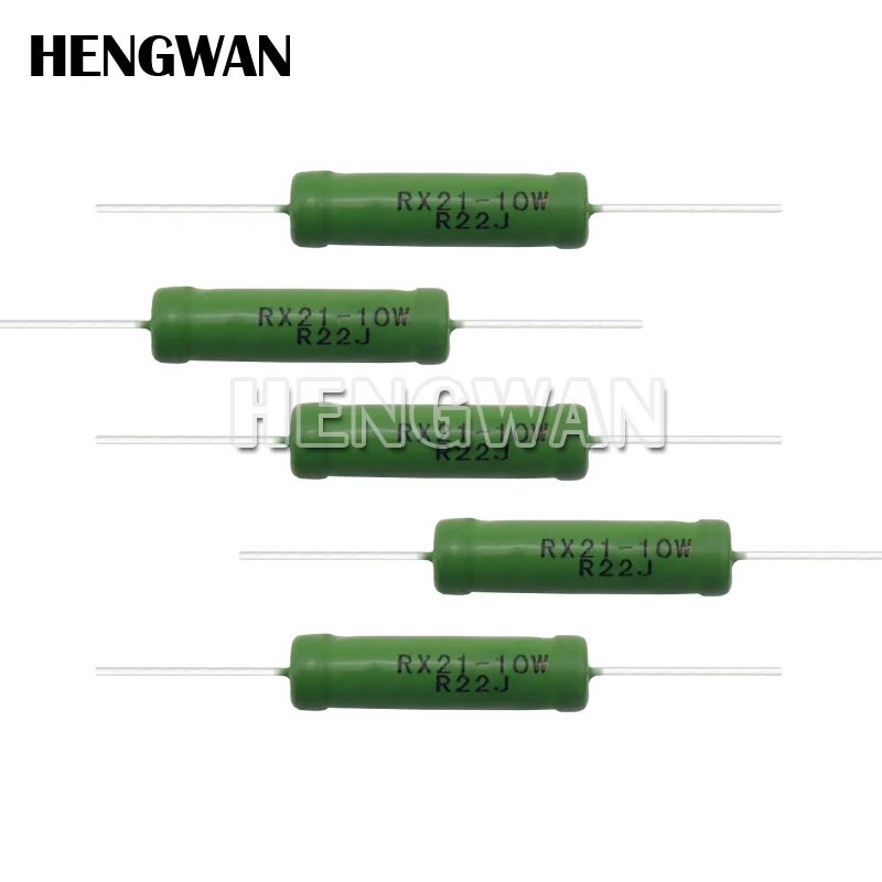 5pcs RX21 10W Wire Wound Resistance 5% 1R 10R 100R 1K 10K 12K 15K 20R ...