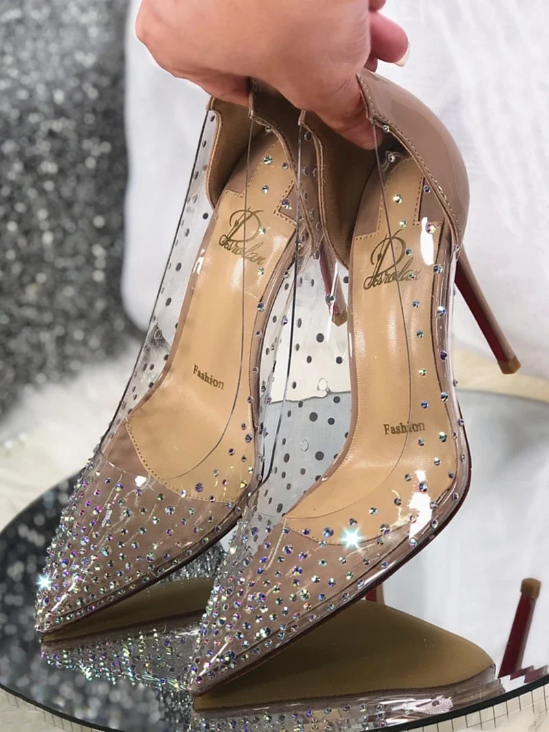 Summer New Fairy Style Transparent High Heels, Fine Heels, Pointed ...