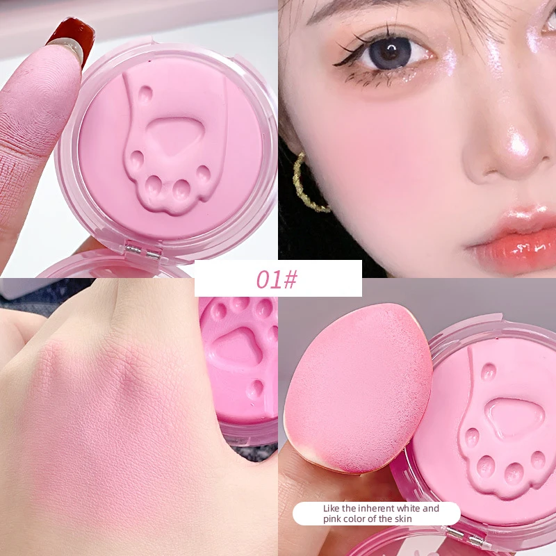 Cute-Cat-Foot-Print-Blush-with-A-Thumb-Puff-Sweet-Korean-Girl-Cheek ...