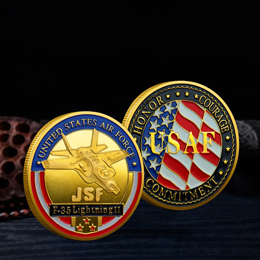 USAF-Fighter-F-35-Lightning-II-Gold-Plated-Coin-UNITED-STATES-AIR-FORCE ...