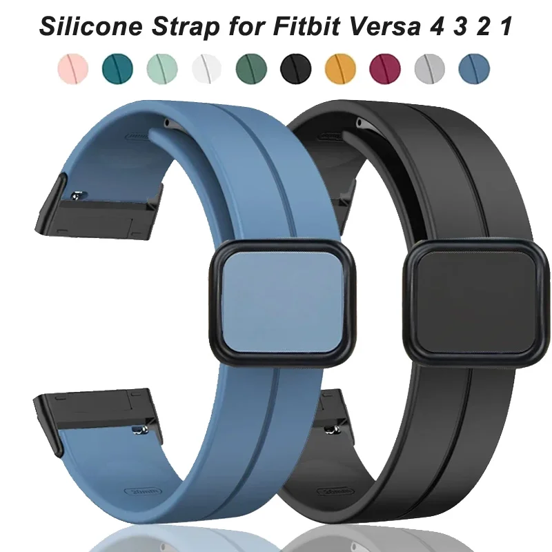 Silicone Strap for Fitbit Versa 4 3 2 1 Versa Lite Magnetic Buckle soft ...