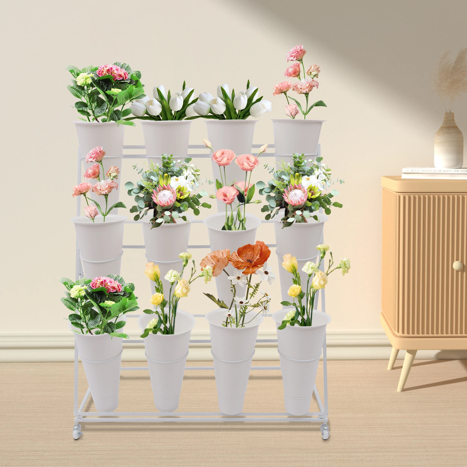 Flower-Display-Stand-Or-12Pcs-Flower-Buckets-3-Layers-Metal-Plant-Stand ...