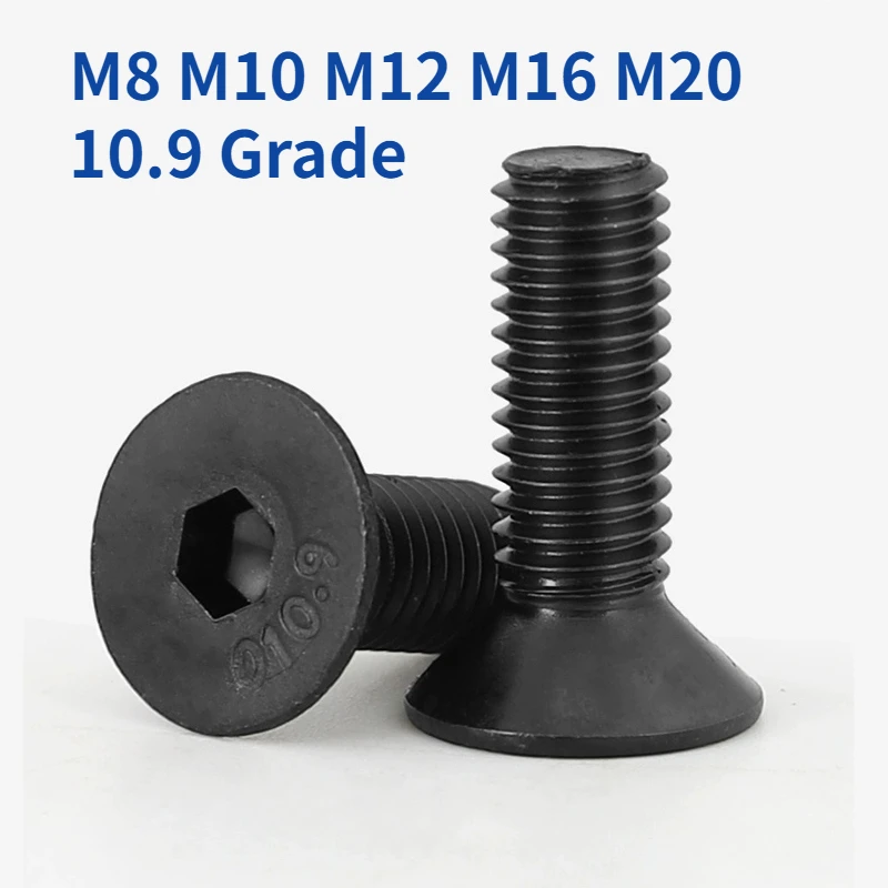 M8 M10 M12 M16 M20 10.9 Grade Carbon Steel Countersunk Head Hex Hexagon Socket Screw Flat Head ...