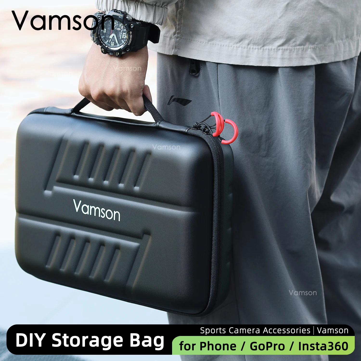 Vamson Large Waterproof Carrying Case PU for Gopro Hero 10/9/8/7/6/5 ...