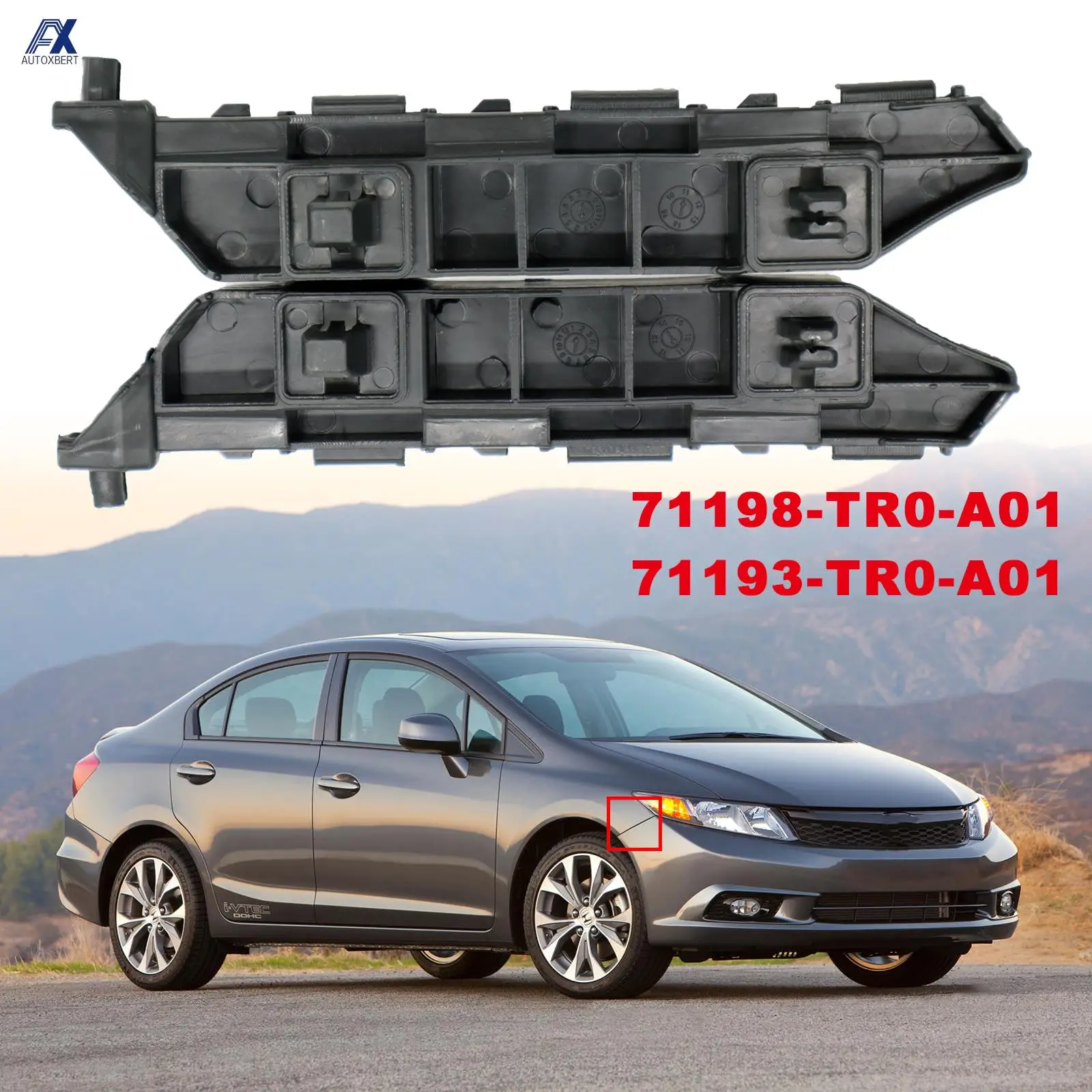 For-Honda-CIVIC-Sedan-2012-2015-Car-Front-Bumper-Retainer-Brackets ...
