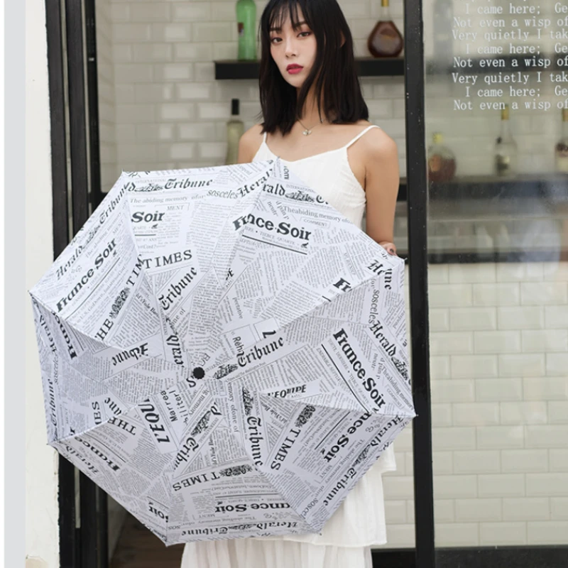 Fully Automatic Folding Newspaper Umbrella Men and Women Sunny and ...
