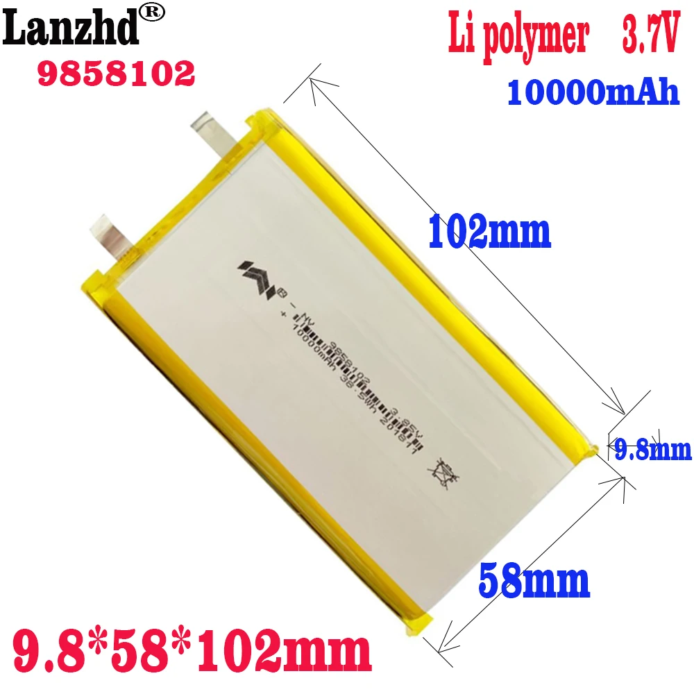 1-12PCS 3.8V 9858102 리튬 폴리머 리튬 배터리 10000mAh Xiaomi 보조베터리 네비게이터 태블릿 MID ...