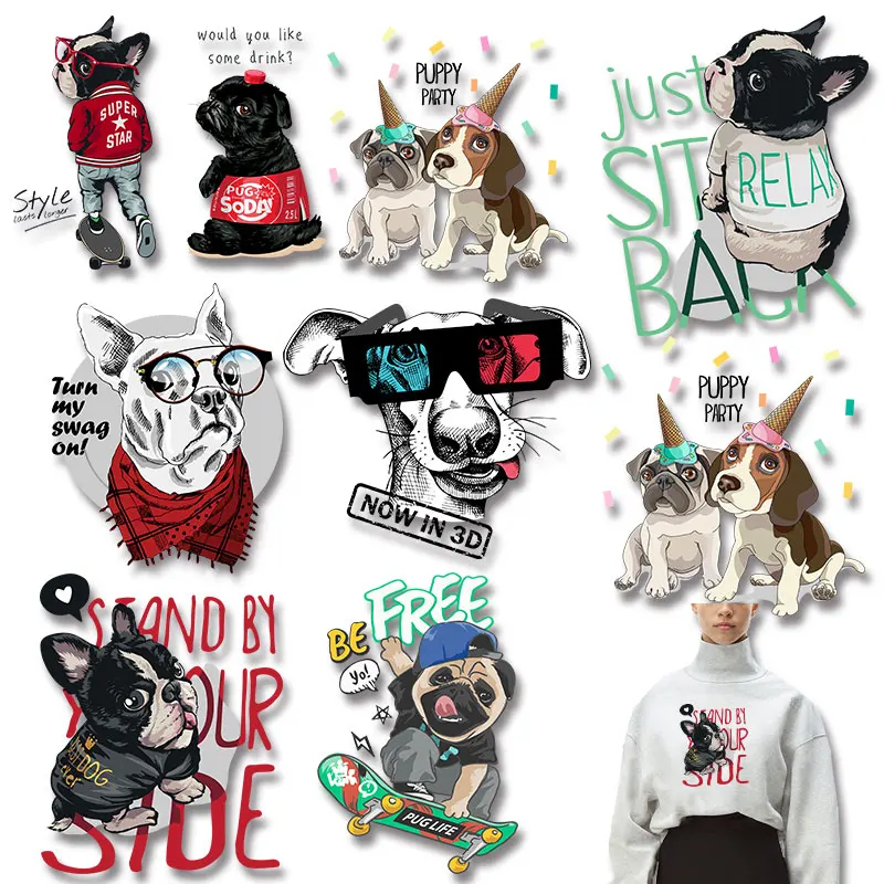 Fashion Dogs Heat Transfer PVC Patch Thermal Transfers Decals Patch ...