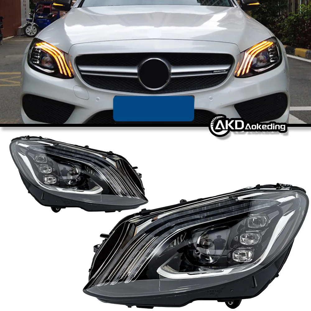 Headlight For Benz C Class W205 Head Lights Maybach Style Replacement ...