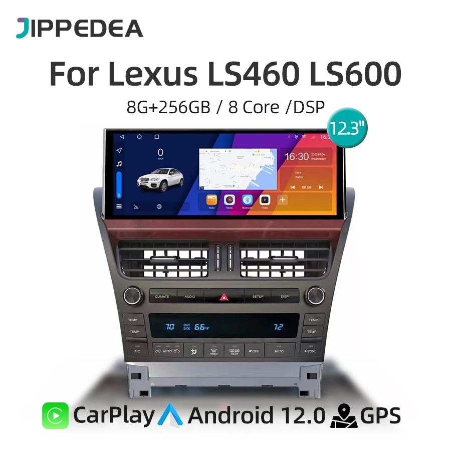 Car Multimedia Player Carplay Android 12 GPS Navigation Stereo WiFi ...