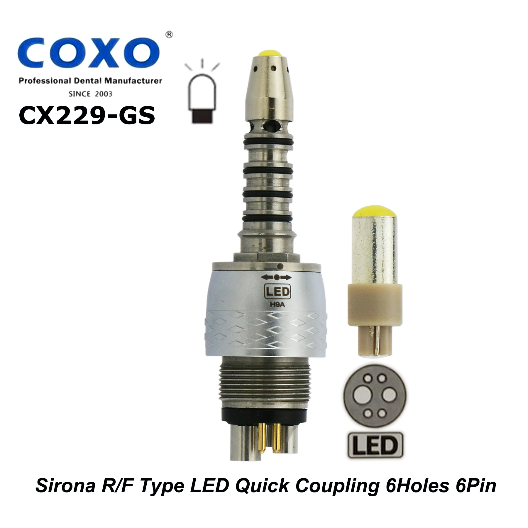 Sirona-R-F-Type-COXO-YUSENDENT-LED-Coupler-Coupling-CX229-GS-6Holes ...