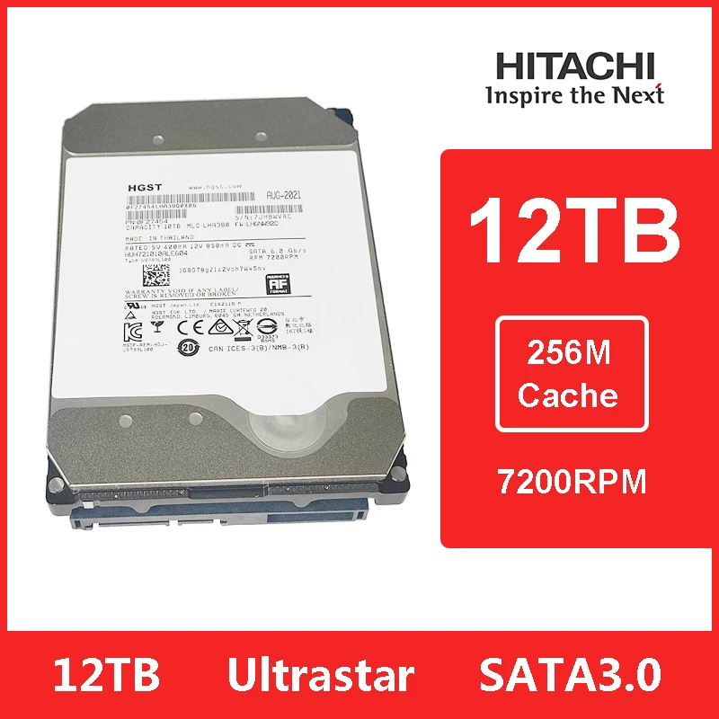 New Hitachi Nas Ultrastar 10tb 12tb 7200rpm 256mb Cache Sata 6.0gbs 3.5 ...