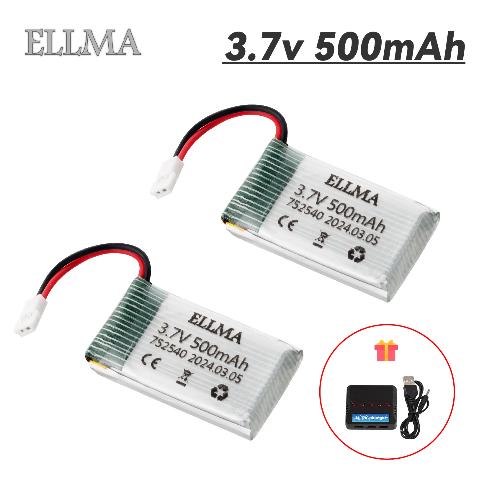 3-7V-500mAh-Lipo-Battery-for-Syma-X5-X5C-X5SC-X5SW-TK-M68-MJX-X705C ...