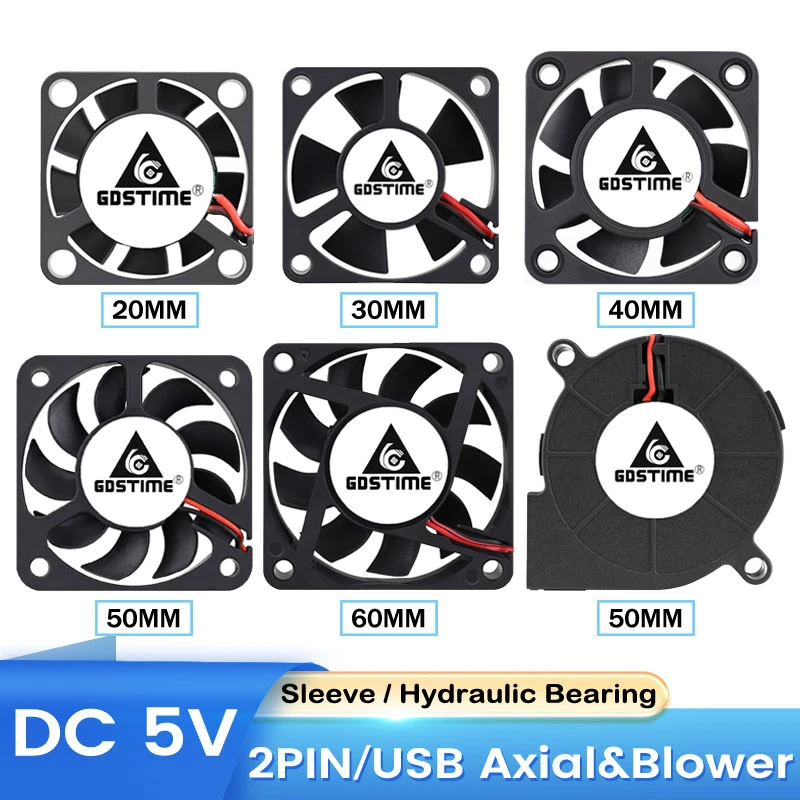 Gdstime 1pcs Cooling Fan Dc Fan 5v Usb 2pin 25mm 30mm 40mm 50mm 60mm ...