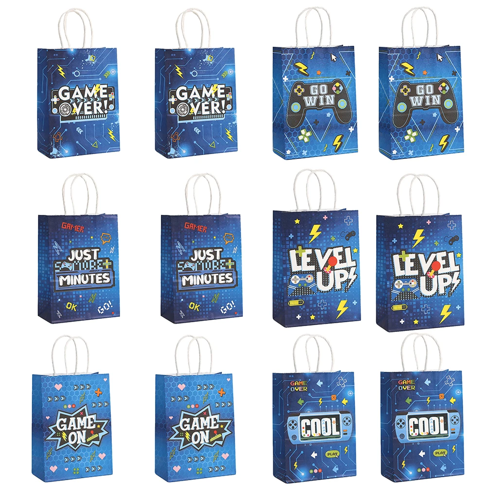 12Pcs Video Game on Theme Paper Gift Packing Bag Game Over Shopping ...