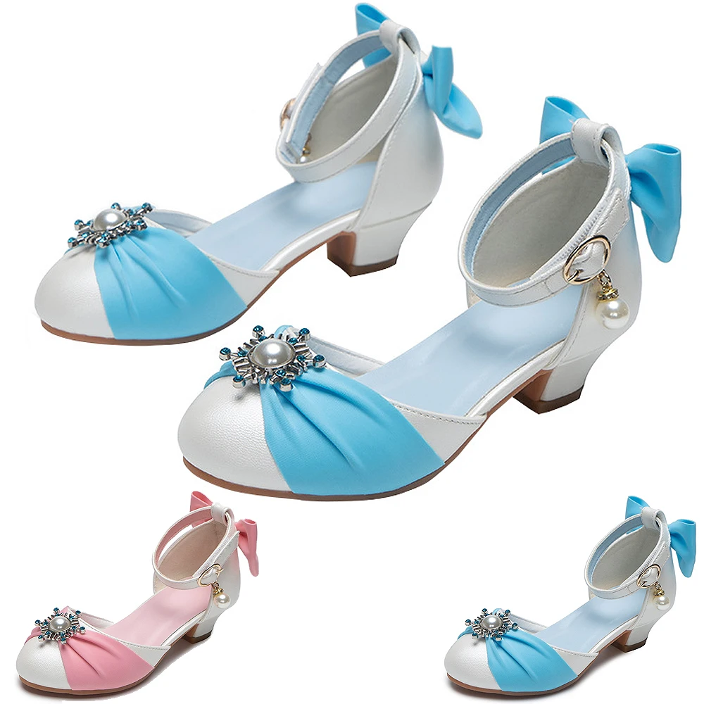 Summer Big Girls Bow High Heeled Princess Shoes Kids Sandal with ...