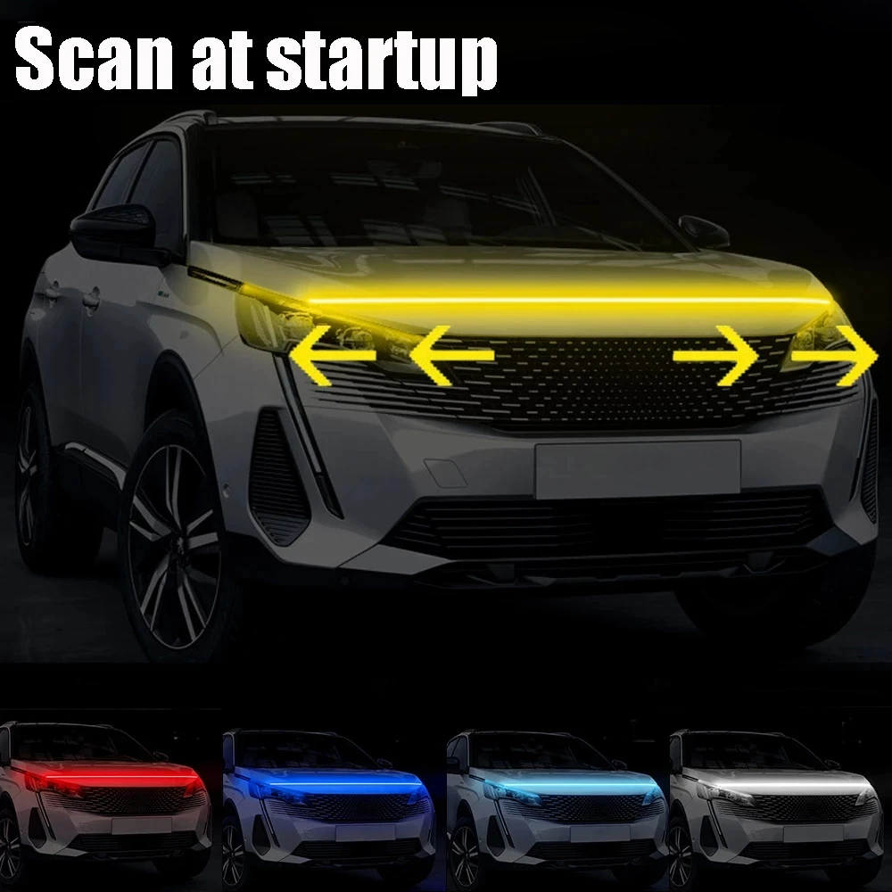 1pc Dynamic meteor Led Car Hood Lights Strip Universal Engine Hood ...