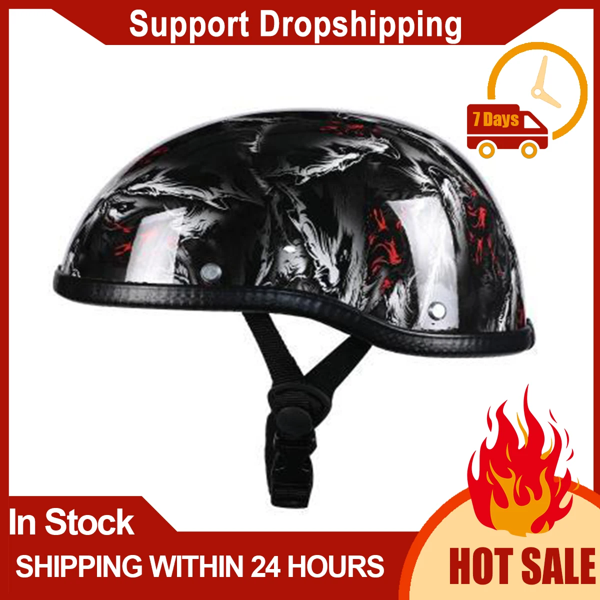 Adult Motorcycle Half Face Vintage Helmet Hat Cap Men/Women Motorcross ...