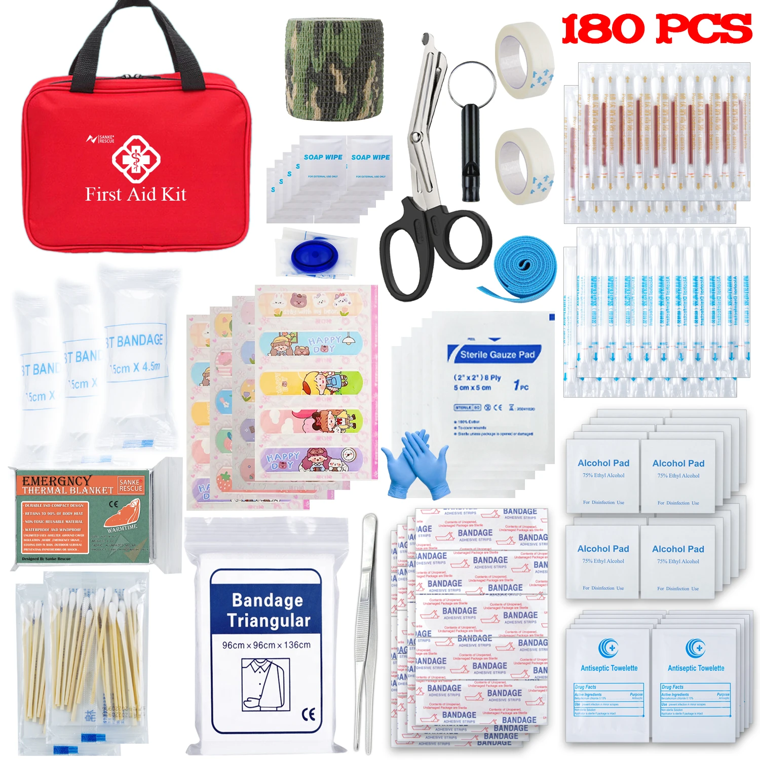 First Aid Kit 180 Piece All Purpose Tactical Emergency Kit In The Car ...