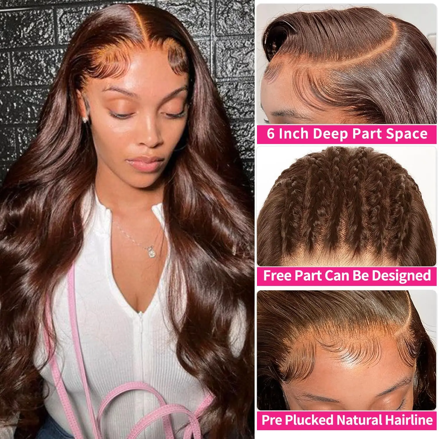 Chocolate-Brown-Body-Wave-13x4-Lace-Wigs-13x6-Transparent-Lace-Frontal ...