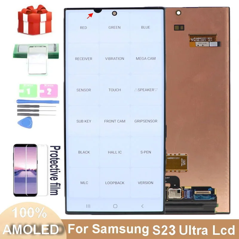 삼성 갤럭시 S23 울트라 S918B S918B/DS S918F Lcd 디스플레이 디지털 터치 스크린 디지타이저 어셈블리 용 6 ...