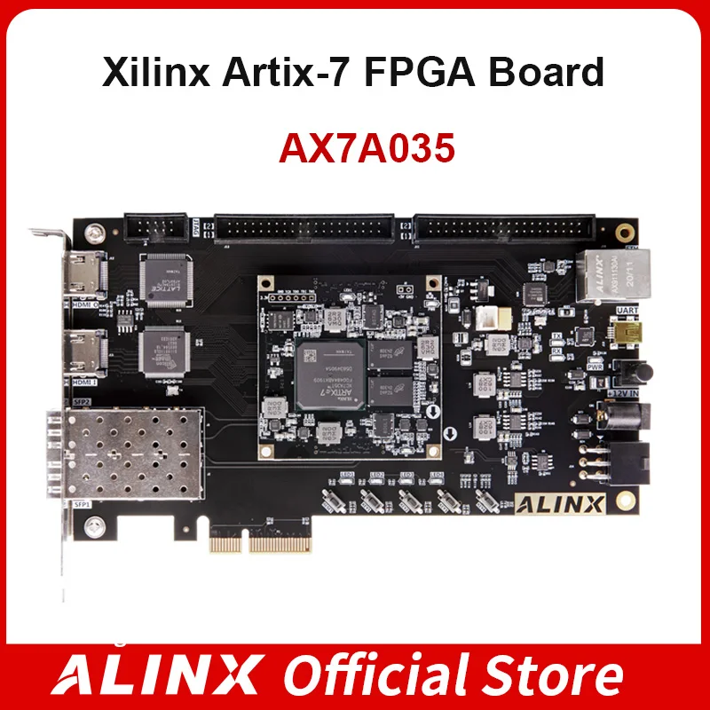 ALINX-Placa de desarrollo AX7A035 XILINX Artix-7, PCIE, SFP, FPGA, XC7A35T, A7, SoMs, 7A, 35T ...