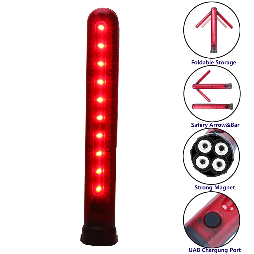 Led Emergency Roadside Flares Light Foldable Safety Arrow Bar Light ...