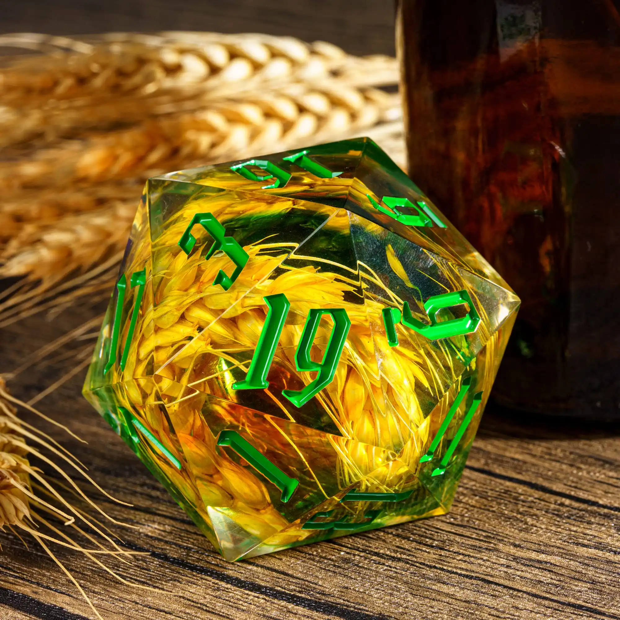 Giant-55MM-D20-Sharp-Edges-Dice-Filled-Autumn-Wheat-Ear-Big-Size-20 ...