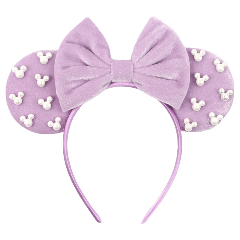 Trendy-Pearls-Velvet-Mickey-Mouse-Headband-Disney-Ears-Hairband-Women ...
