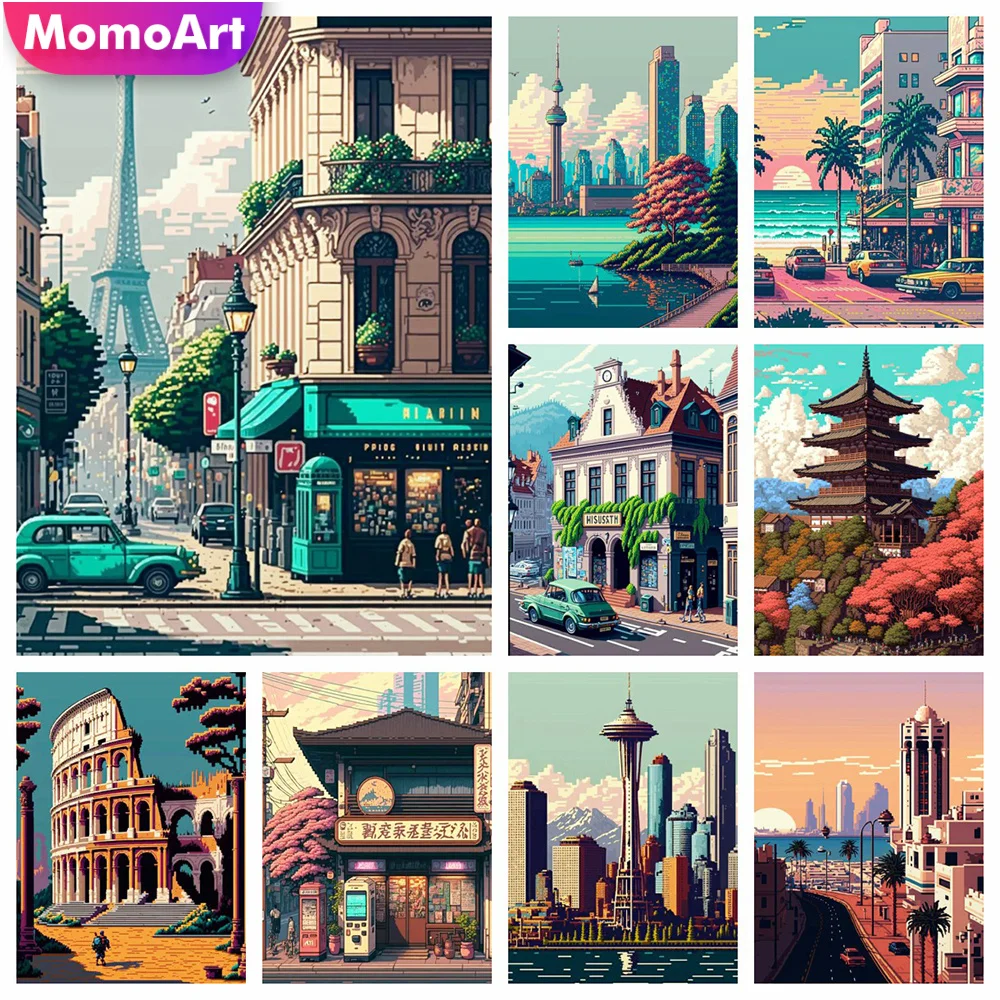 MomoArt-House-Diamond-Mosaic-Street-Landscape-Beaded-Embroidery ...