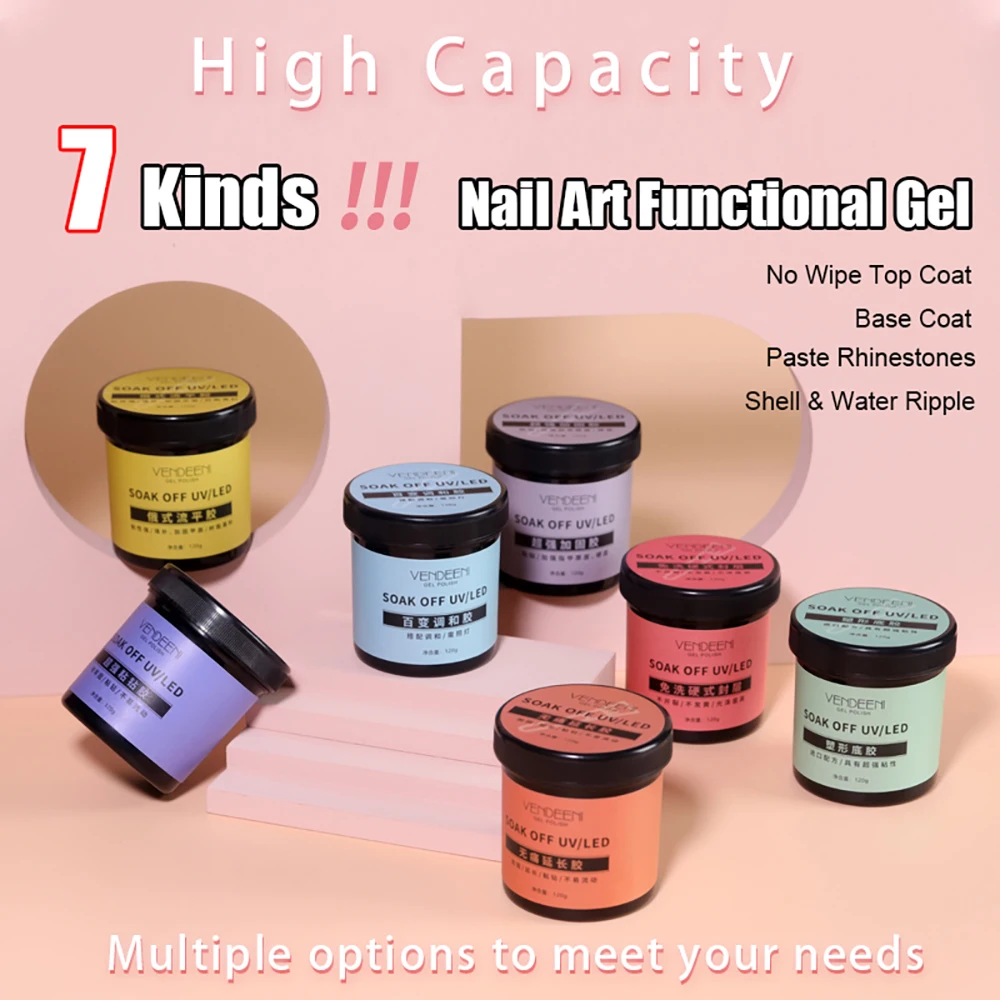 Vendeeni 120g Large Capacity Nail Art Functional Gel Base Coat No Wipe ...