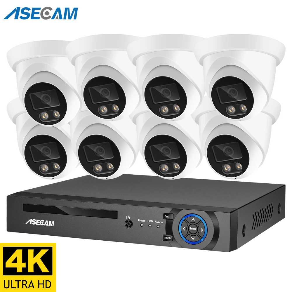 Security Camera System 8MP 4K POE NVR Kit CCTV Audio Recording Outdoor ...