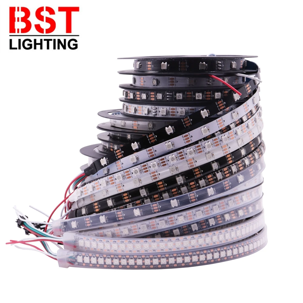 Ws2812b Smart Pixel Rgb Led Strip Light Ws2812 Ic 30/60/144 Pixels/leds ...